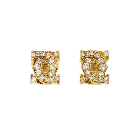 Cartier | Jewelry | Cartier Entrelac 2c Diamond Earrings In 8k Yellow ...
